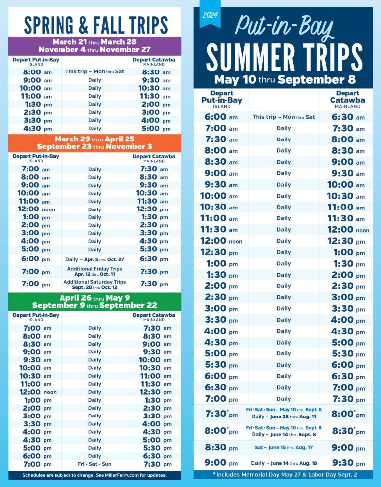 Miller Ferry to Put-in-Bay | Passenger & Vehicle Ferry | Schedule